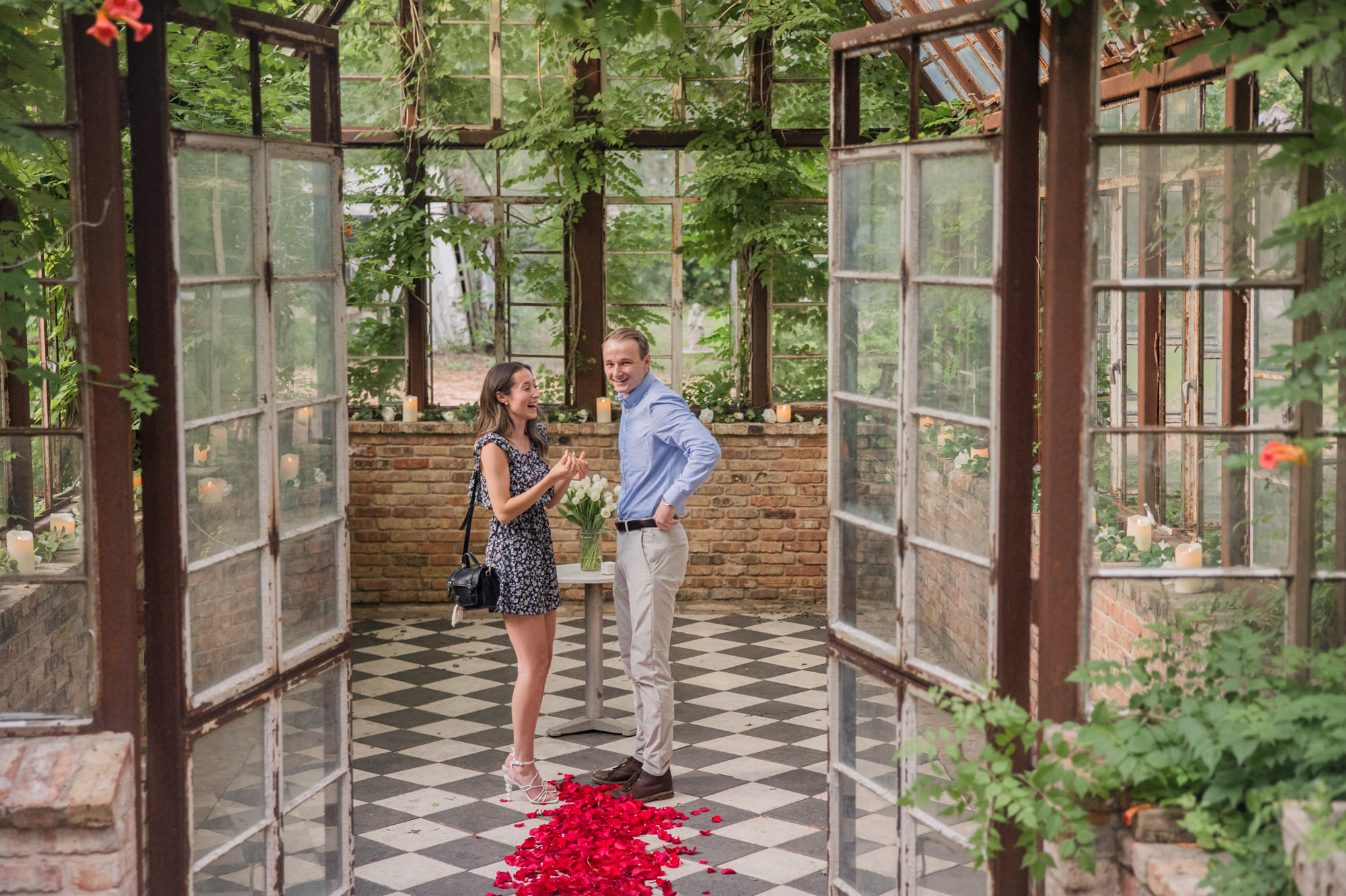 Sekrit Theater Greenhouse Proposal | Evan & Katie - www.laurengarrisonphotography.com
